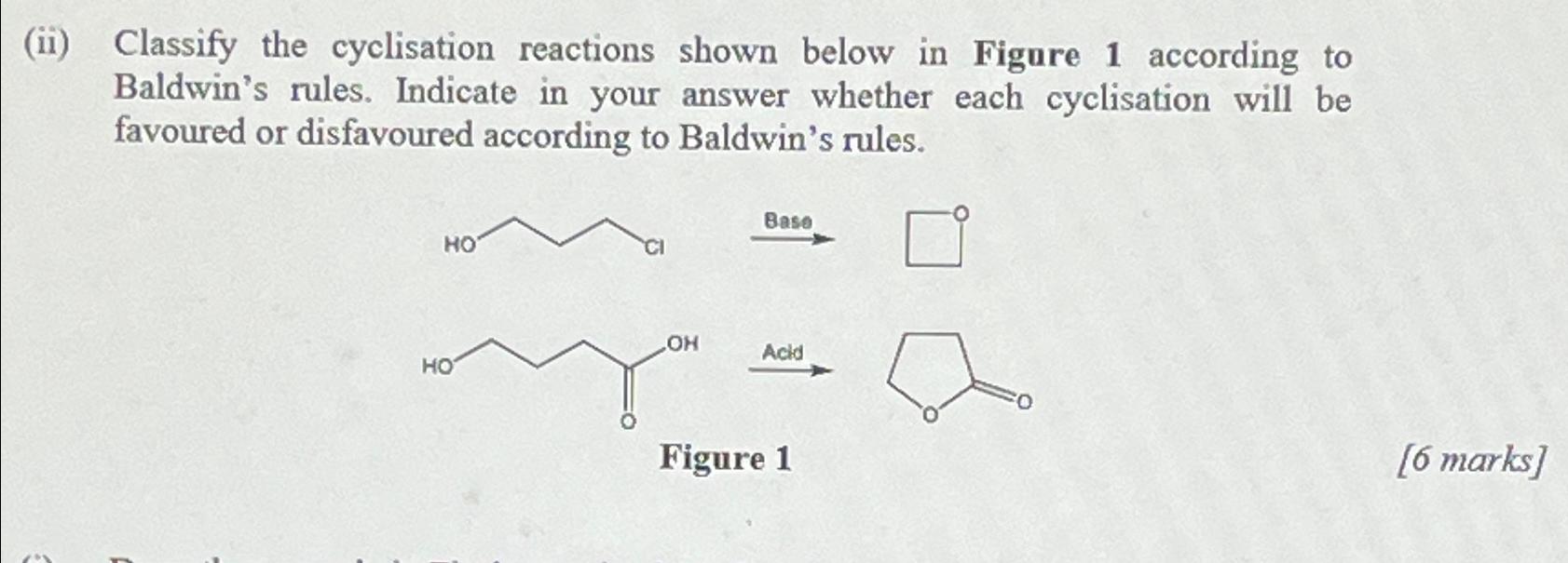 Solved (ii) ﻿Classify the cyclisation reactions shown below | Chegg.com