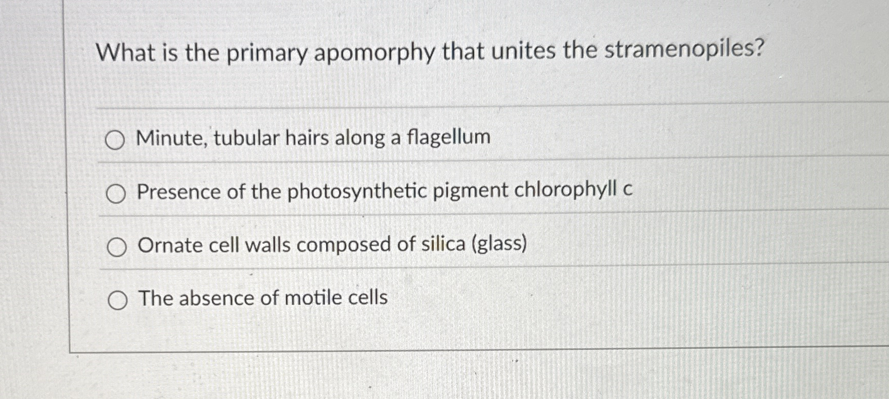 Solved What is the primary apomorphy that unites the | Chegg.com