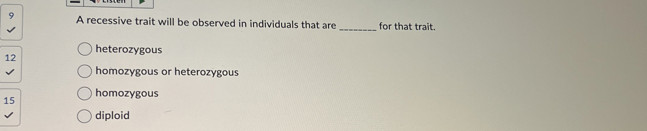 Solved Q9A recessive trait will be observed in individuals | Chegg.com