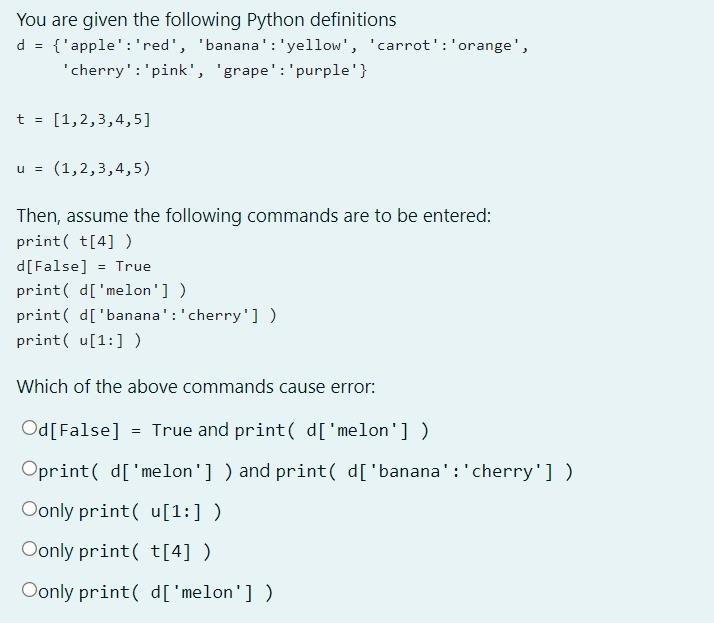Solved You are given the Python list: | Chegg.com