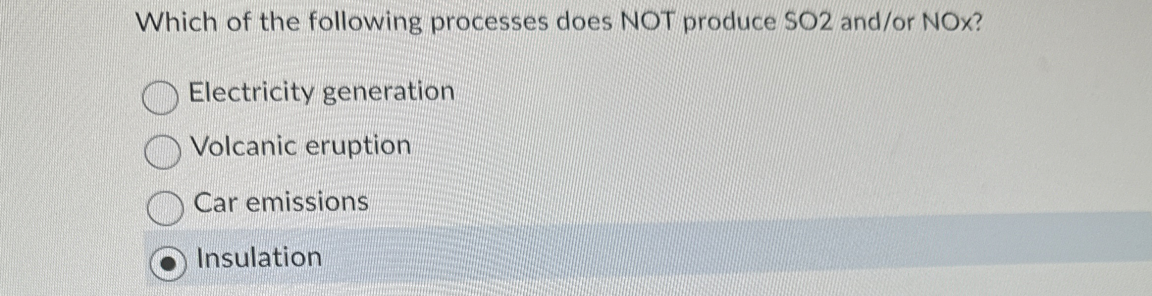 Solved Which of the following processes does NOT produce SO2 | Chegg.com