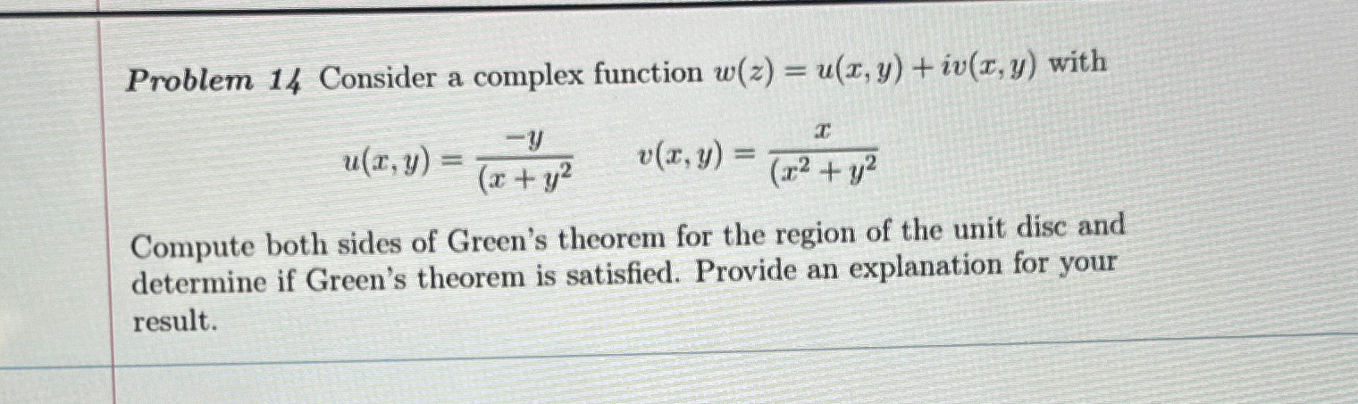 Solved Problem 14 ﻿Consider a complex function | Chegg.com