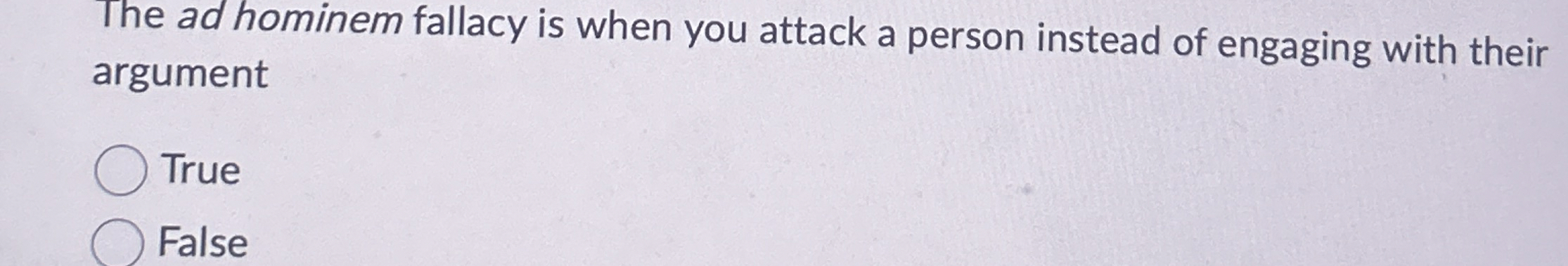 Solved The ad hominem fallacy is when you attack a person | Chegg.com