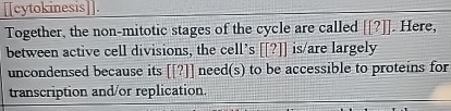 Solved [[cytokinesis]].Together, the non-mitotic stages of | Chegg.com