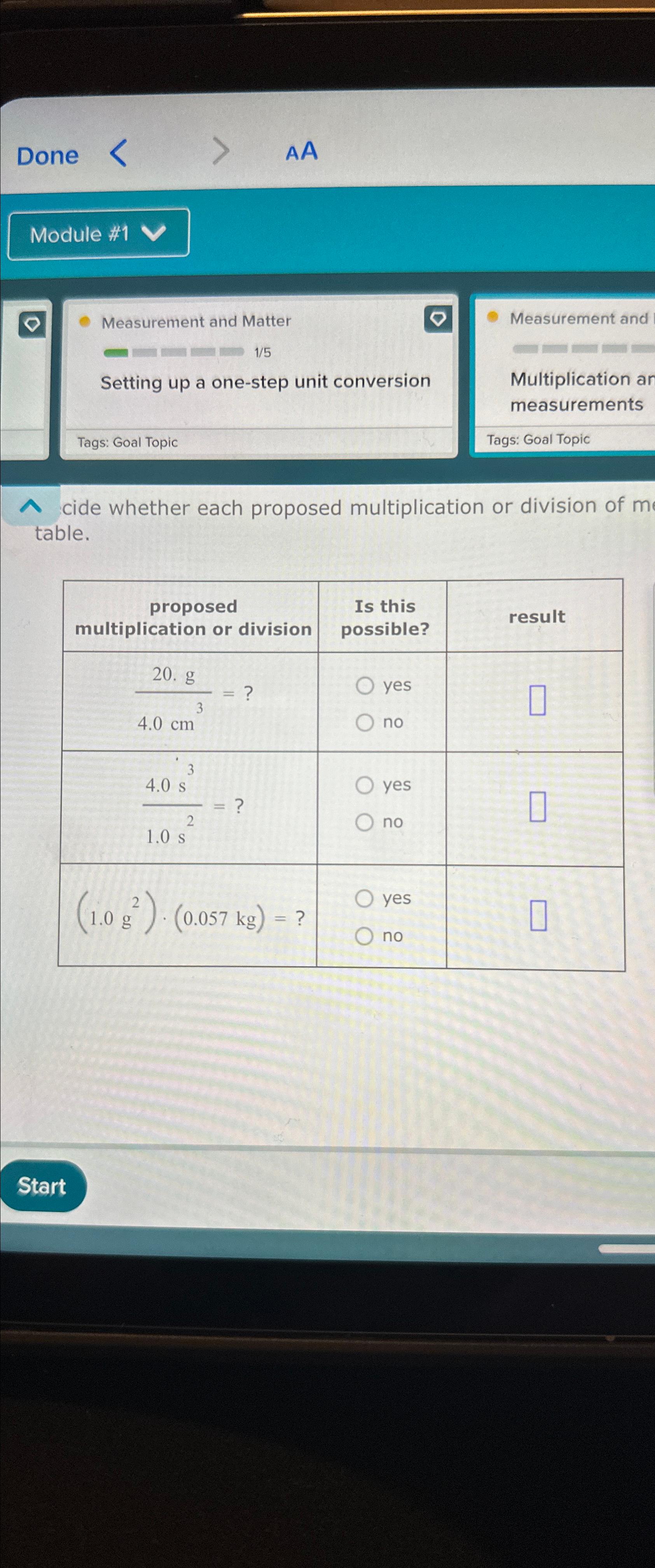 Solved DoneAAModule #1Measurement and MatterMeasurement | Chegg.com