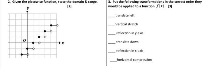 Solved 2. Given the piecewise function, state the domain & | Chegg.com