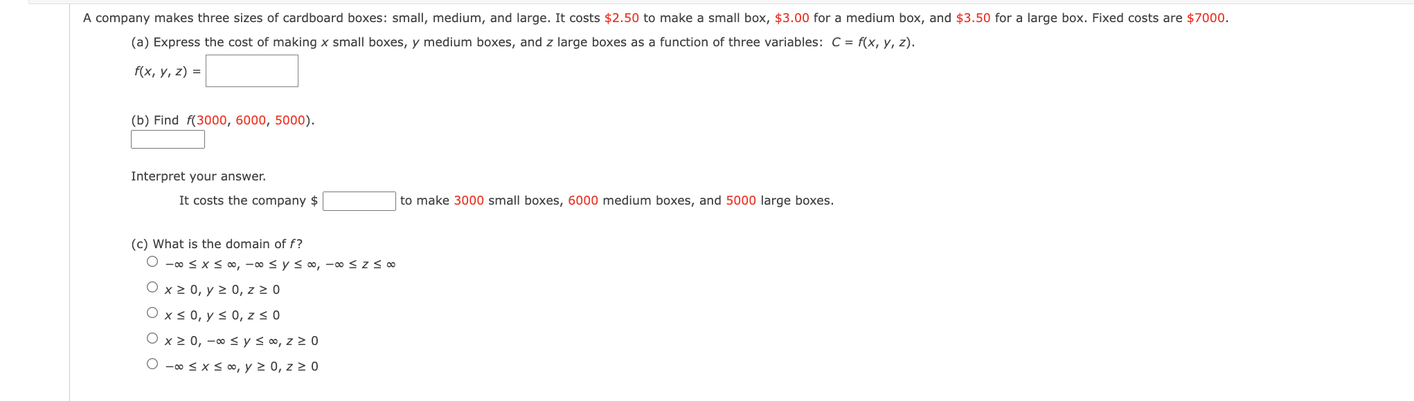 Solved A company makes three sizes of cardboard boxes: | Chegg.com