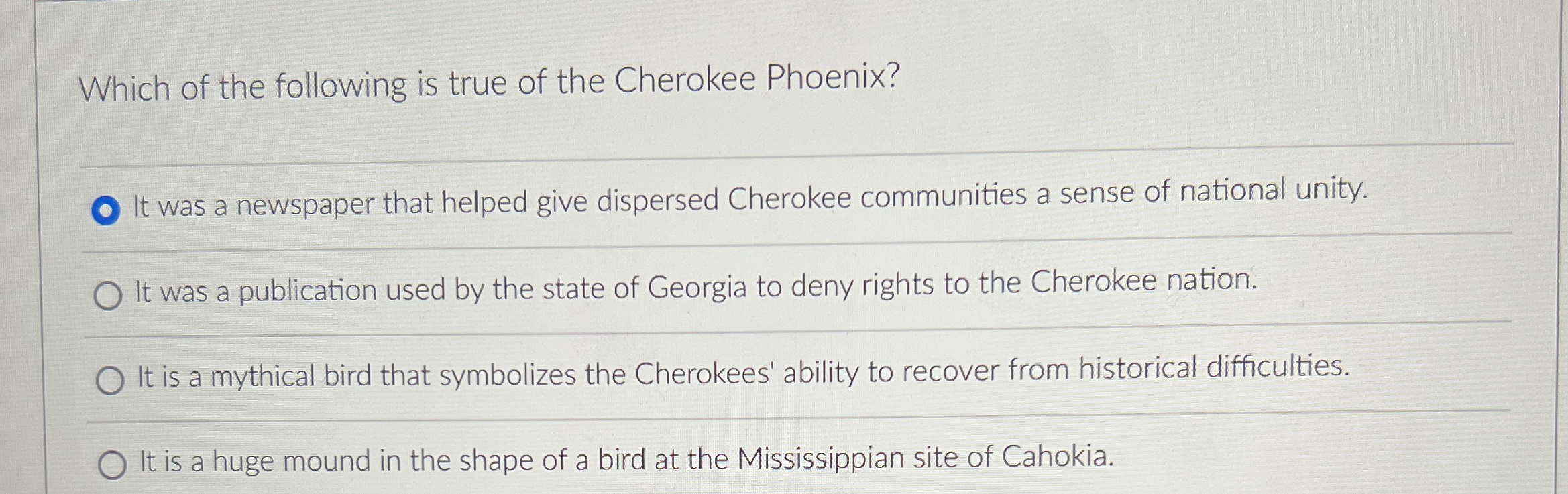 Solved Which of the following is true of the Cherokee | Chegg.com