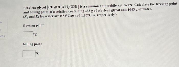 Solved Ethylene glycol (CH2(OH)CH(OH)] is a common | Chegg.com