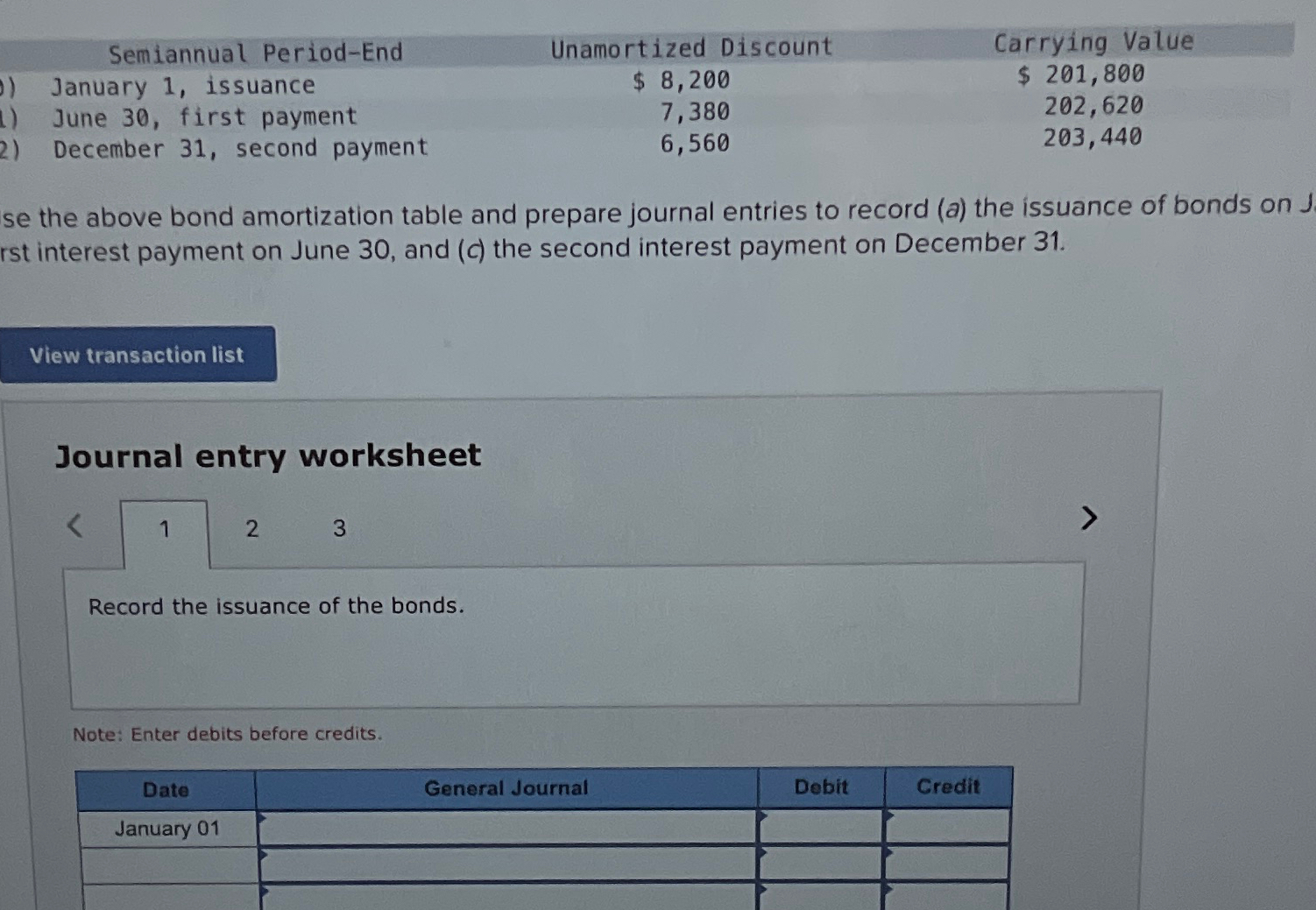 Solved \table[[Semiannual Period-End,Unamortized | Chegg.com
