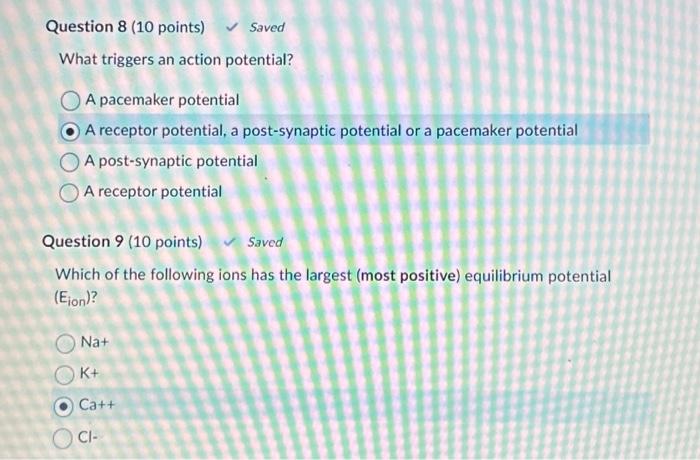 Solved What triggers an action potential? A pacemaker | Chegg.com