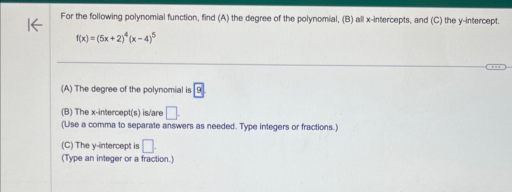 Solved For the following polynomial function, find (A) ﻿the | Chegg.com
