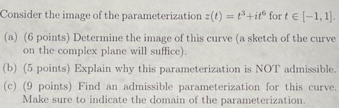 Solved Consider the image of the parameterization z(t) = | Chegg.com