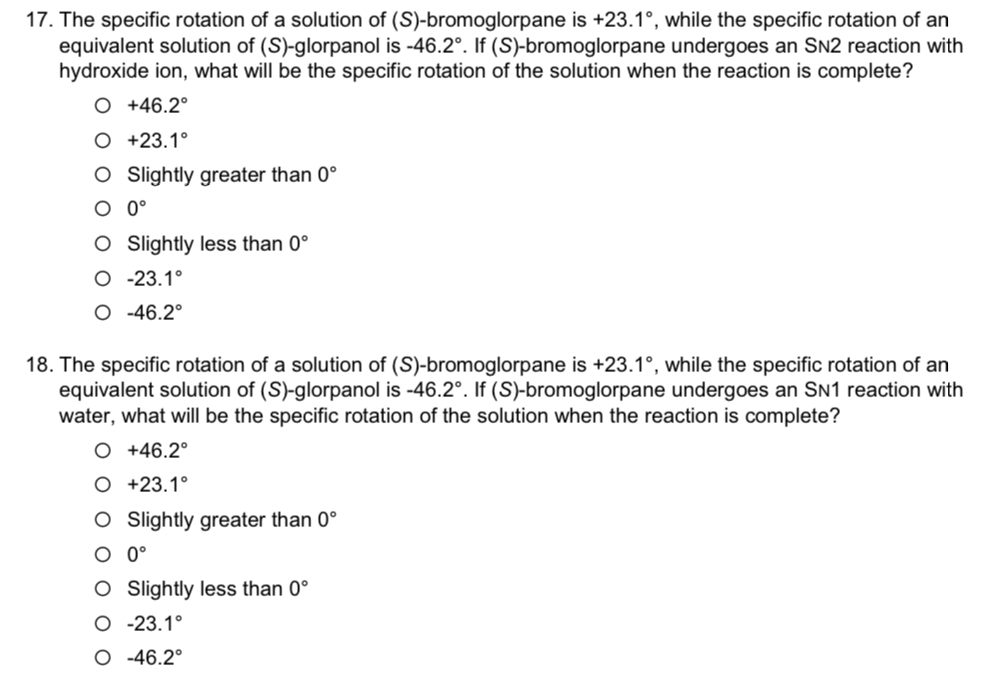 Solved The specific rotation of a solution of | Chegg.com
