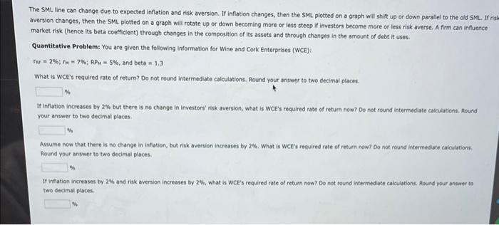 Solved The security market line (SML) is an equation that | Chegg.com
