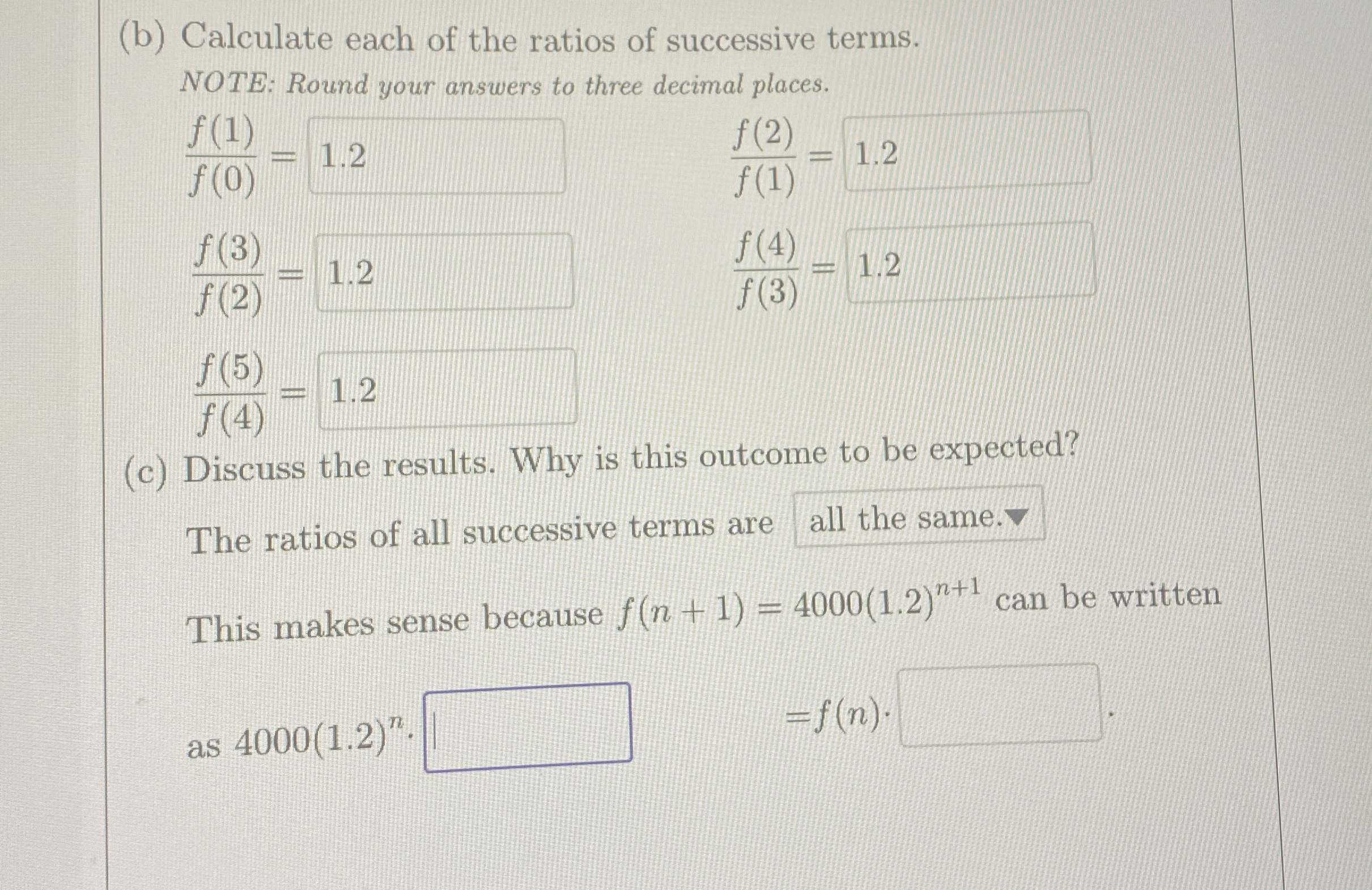 Solved (b) ﻿Calculate each of the ratios of successive | Chegg.com
