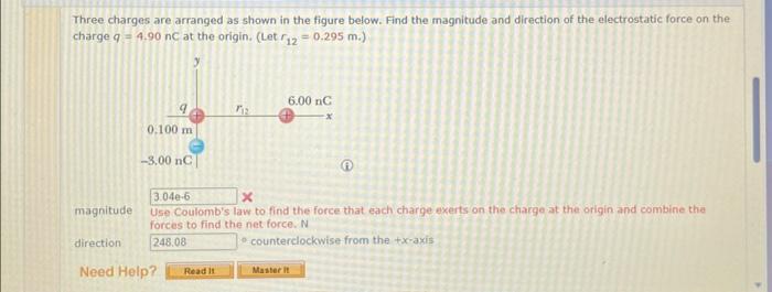 Solved Three charges are arranged as shown in the figure | Chegg.com