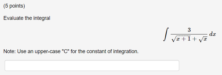 Solved (5 ﻿points)Evaluate the integral∫﻿﻿3x+12+x2dxNote: | Chegg.com
