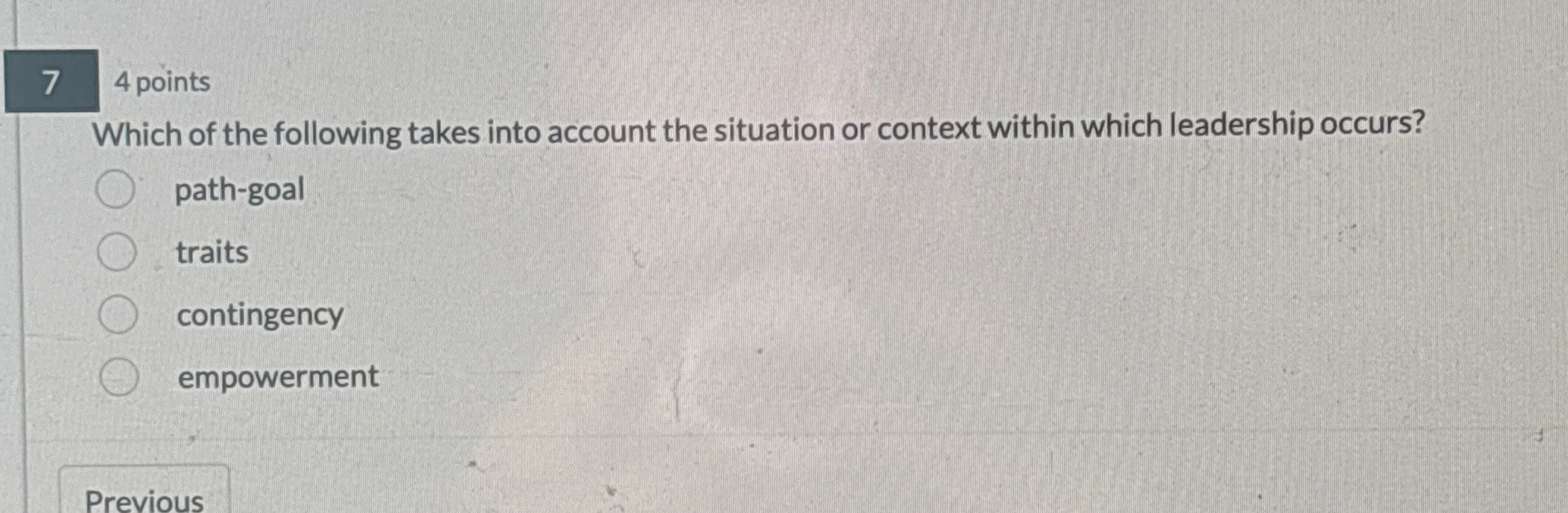 Solved 74 ﻿pointsWhich of the following takes into account | Chegg.com