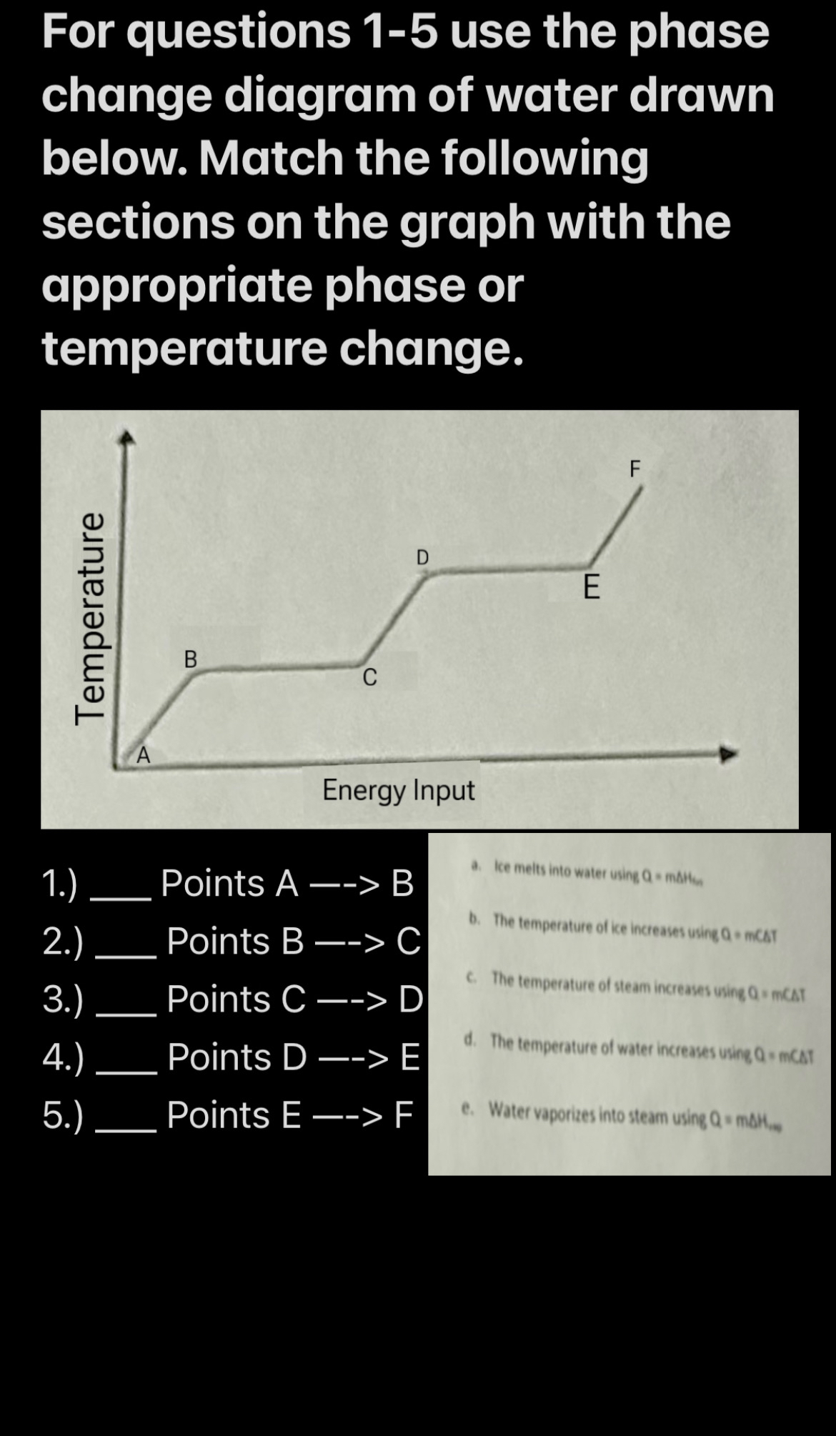 Solved For questions 1-5 ﻿use the phase change diagram of | Chegg.com