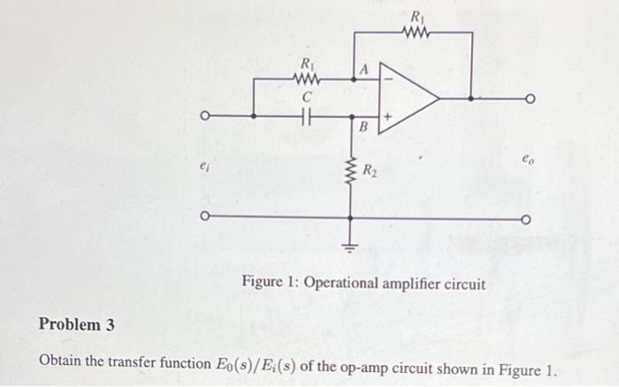 Solved Figure 1: Operational amplifier circuit Problem 3 | Chegg.com
