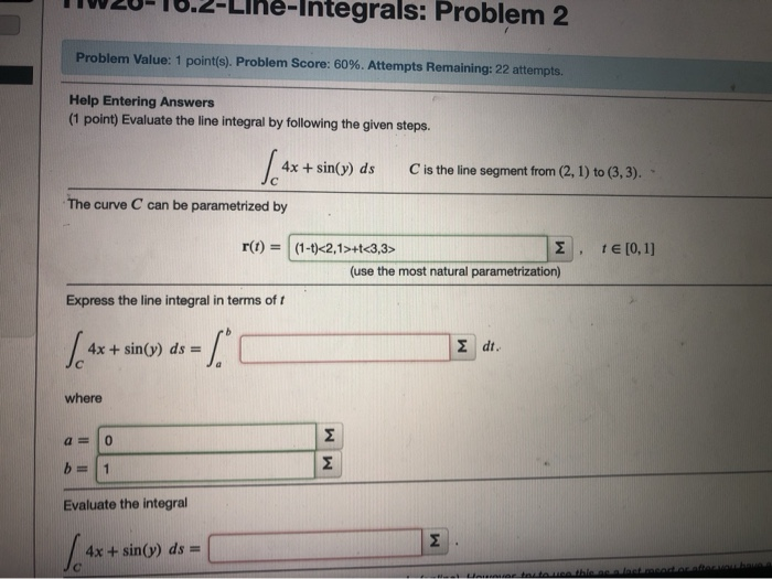 Solved TW2U-16.2-Line-Integrals: Problem 2 Problem Value: 1 | Chegg.com