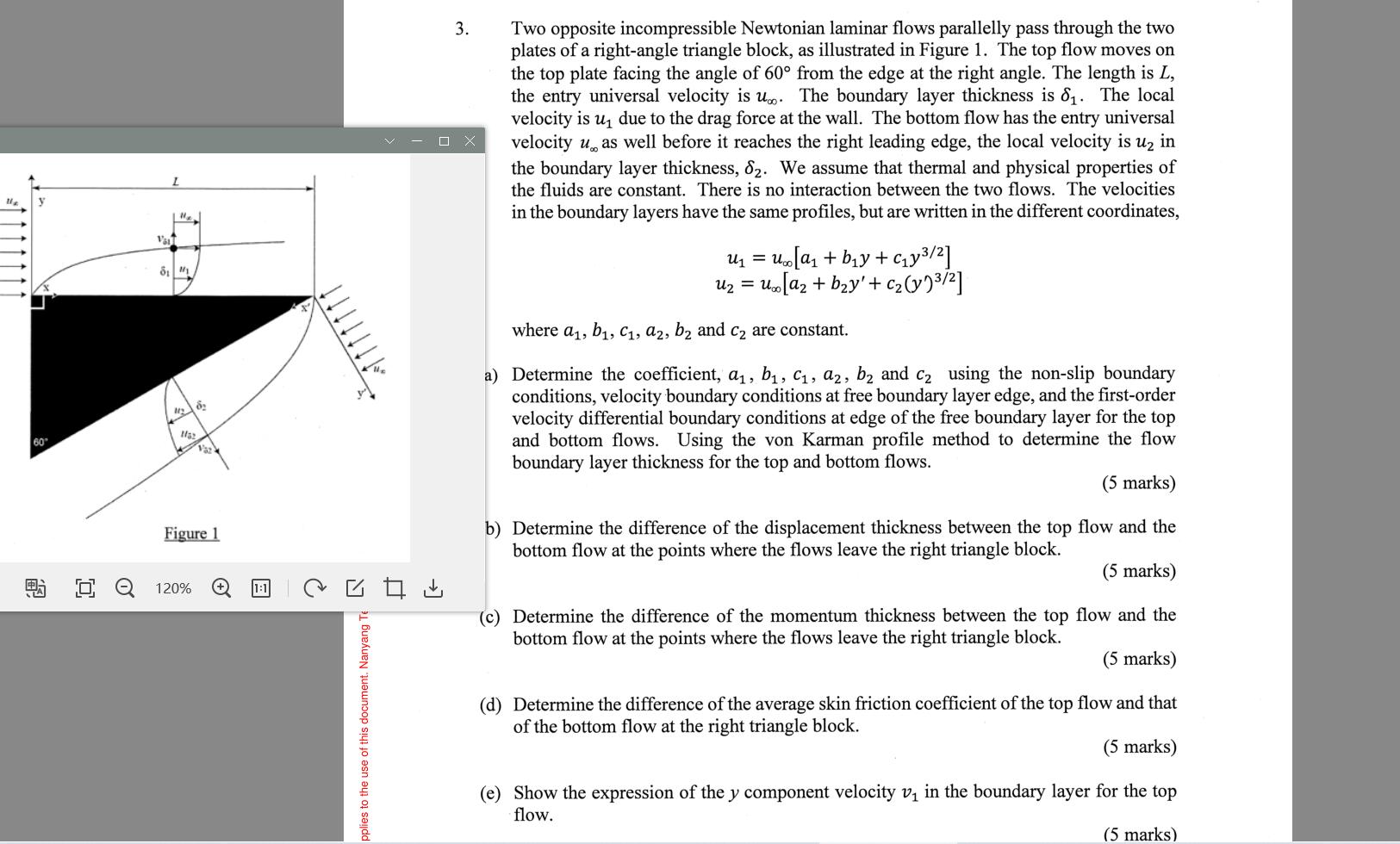 Solved Two opposite incompressible Newtonian laminar flows | Chegg.com