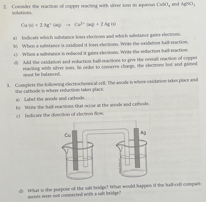 Solved Consider the reaction of copper reacting with silver | Chegg.com