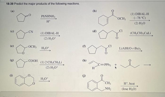 18-39 Predict the major products of the following | Chegg.com