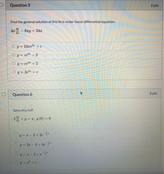 Solved Question 5 2 pts Find the general solution of this | Chegg.com