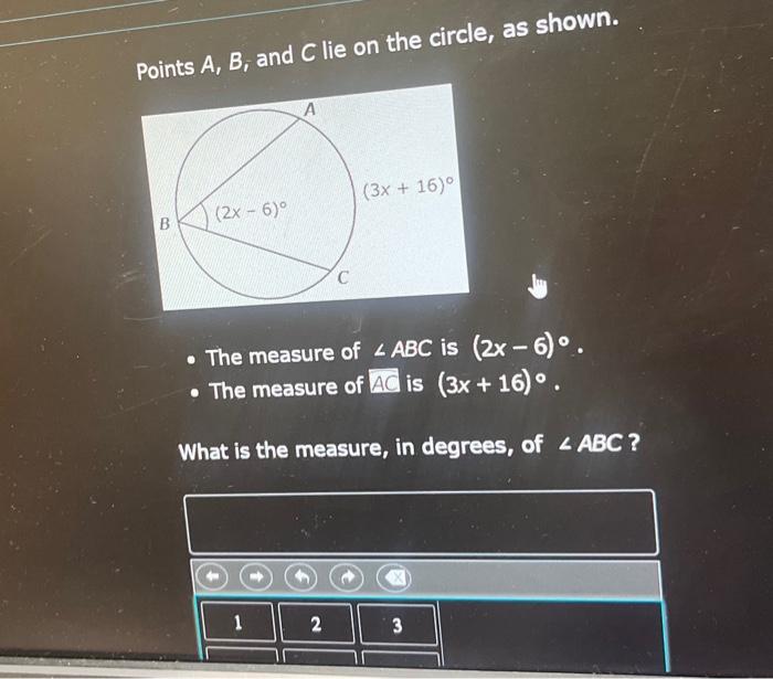 Solved Points A,B, and C lie on the circle, as shown. - The | Chegg.com