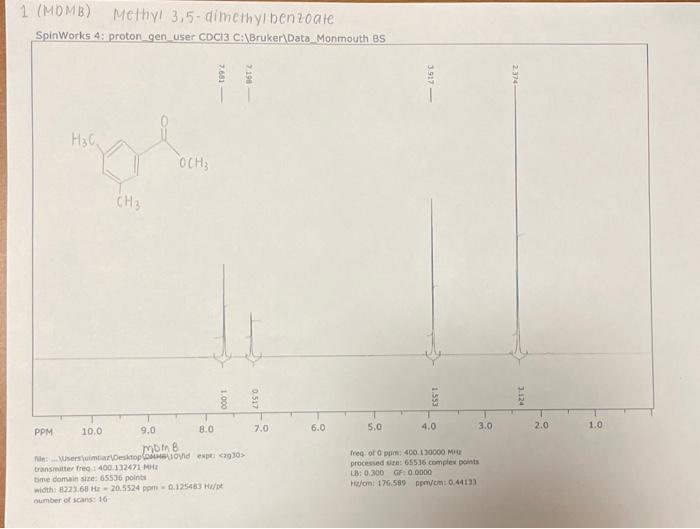 Solved Annotation of Proton NMR Spectra 1. The structure of | Chegg.com