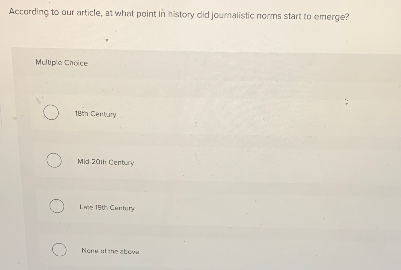 Solved According to our article, at what point in history | Chegg.com