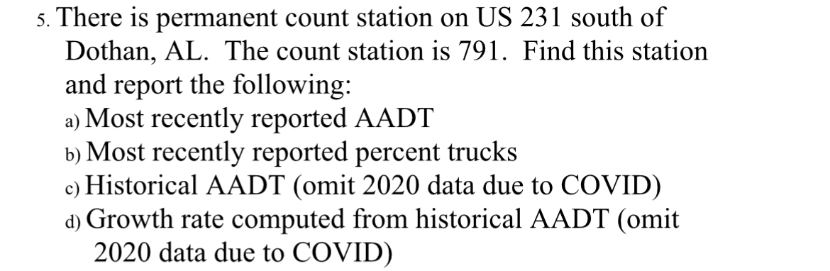 There is permanent count station on US 231 ﻿south of | Chegg.com