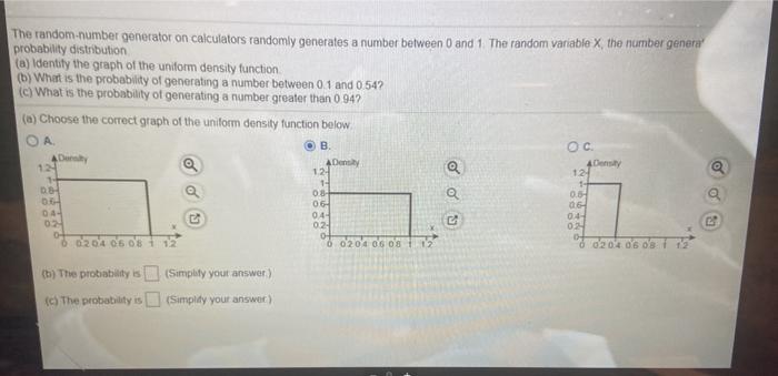 Solved The random-number generator on calculators randomly | Chegg.com