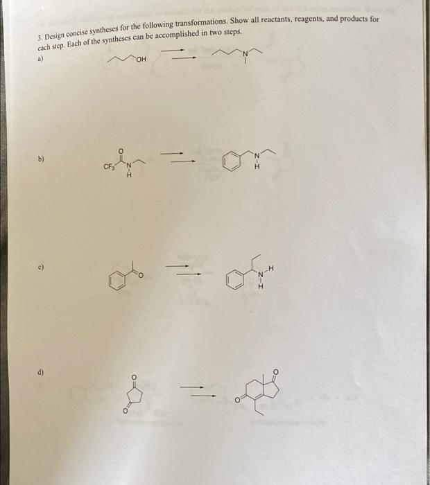 Solved 3. Design concise syntheses for the following | Chegg.com