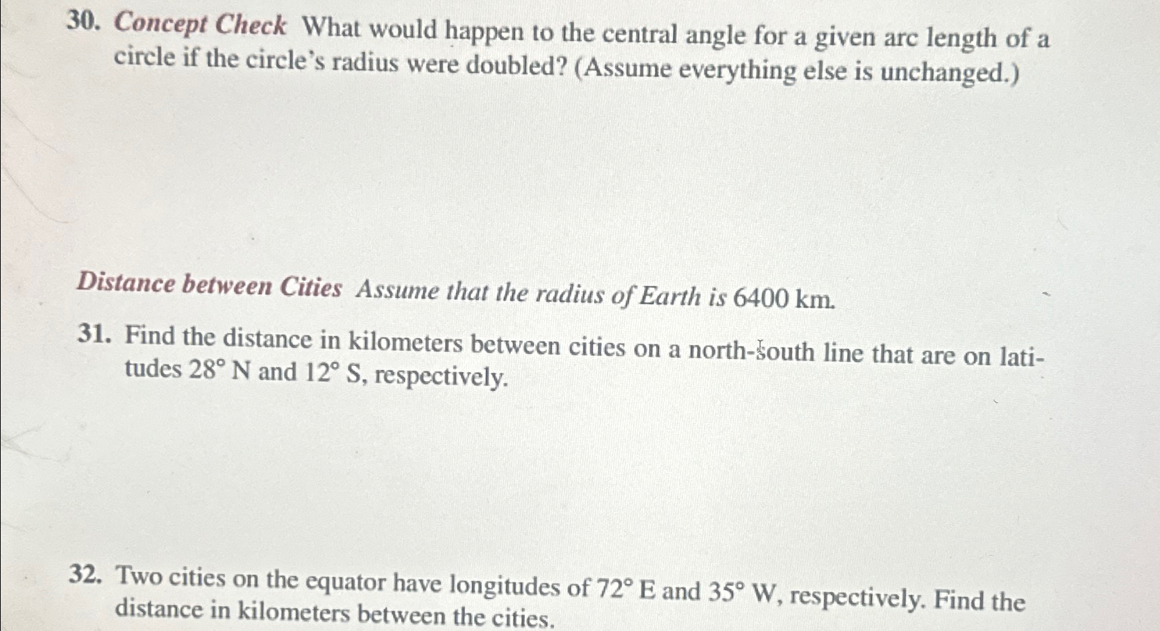 Solved Concept Check What would happen to the central angle | Chegg.com