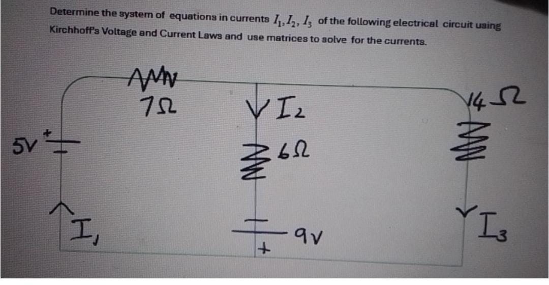 Solved Determine the system of equations in currents | Chegg.com