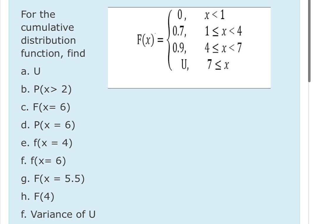 For the cumulative distribution function, finda. | Chegg.com