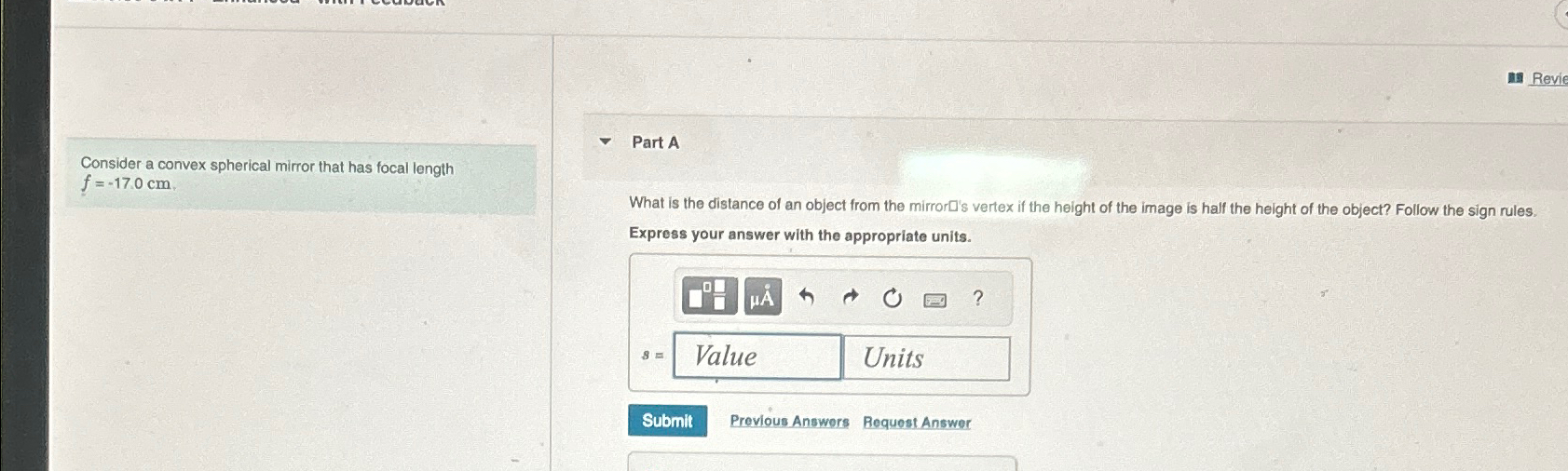 Solved RevicConsider a convex spherical mirror that has | Chegg.com