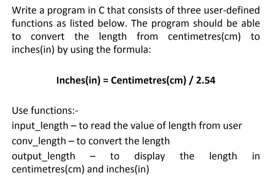 Solved Write a program in C that consists of three | Chegg.com