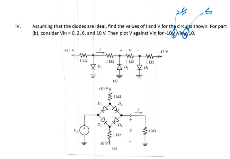 Solved IV. ﻿Assuming that the diodes are ideal, find the | Chegg.com