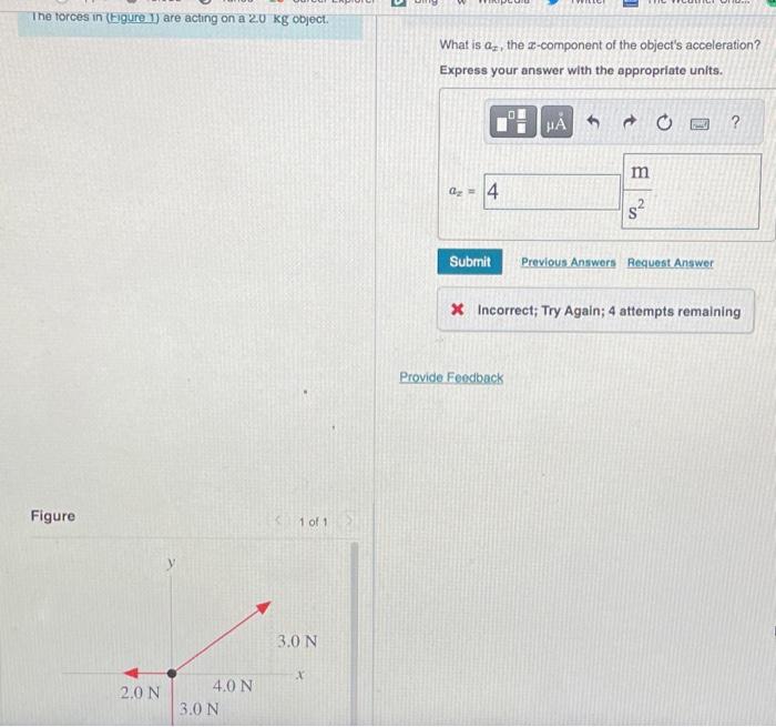 Solved What is ax, the x-component of the object's | Chegg.com