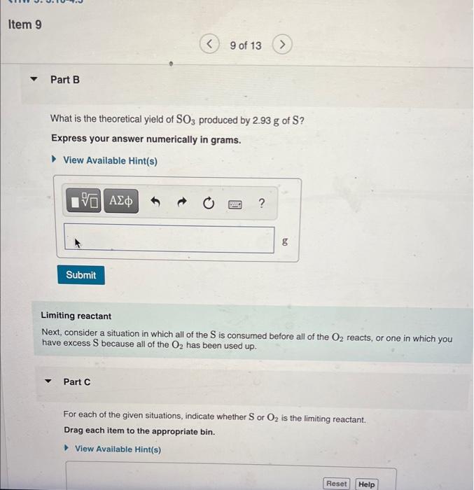 Solved Elemental S reacts with O2 to form SO3 according to | Chegg.com