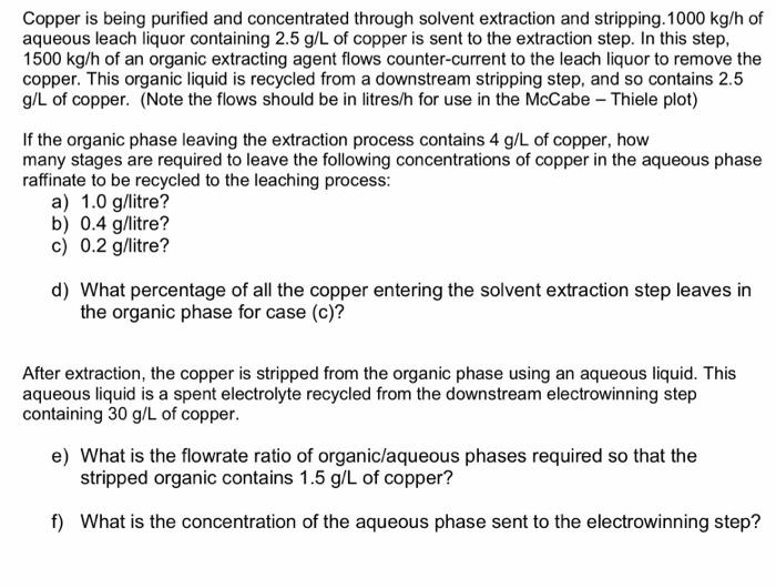 Solved Copper is being purified and concentrated through | Chegg.com