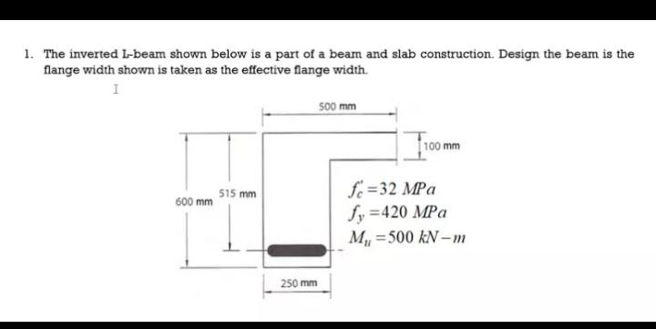 Solved 1. The inverted L-beam shown below is a part of a | Chegg.com