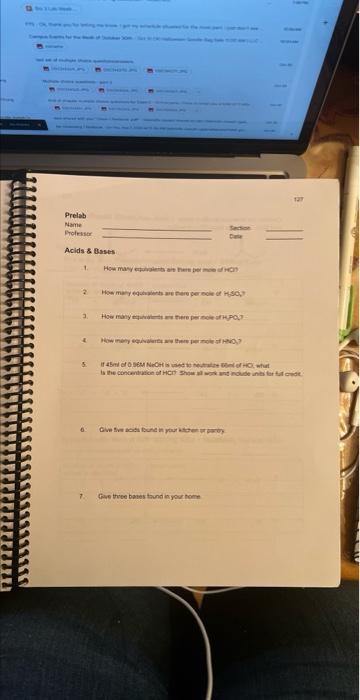 Solved Acids \& Bases 1. Cue thee banes thund in your homm | Chegg.com