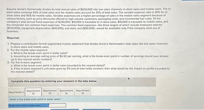 Solved 1 Prepare A Contribution Format Segmented Income