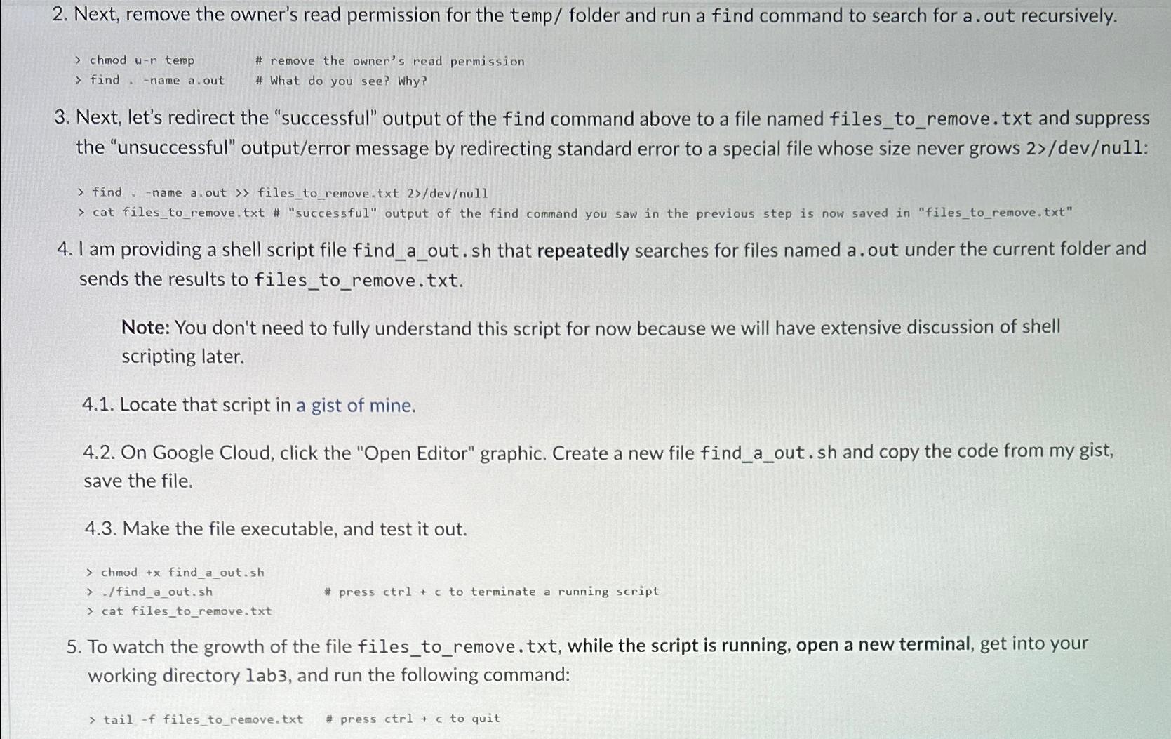 Solved Next, remove the owner's read permission for the | Chegg.com