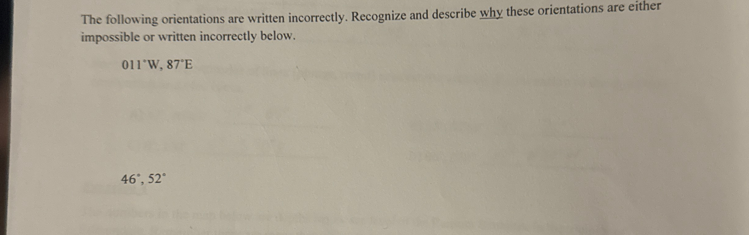 Solved The following orientations are written incorrectly. | Chegg.com